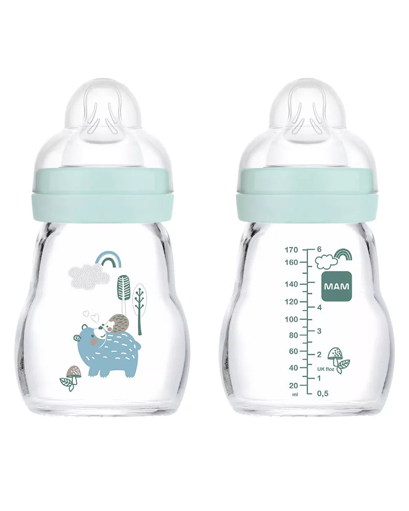 Biberon MAM en verre 170ml - Bleu | Wlidaty Maroc - 1er site E-Commerce pour la famille ...