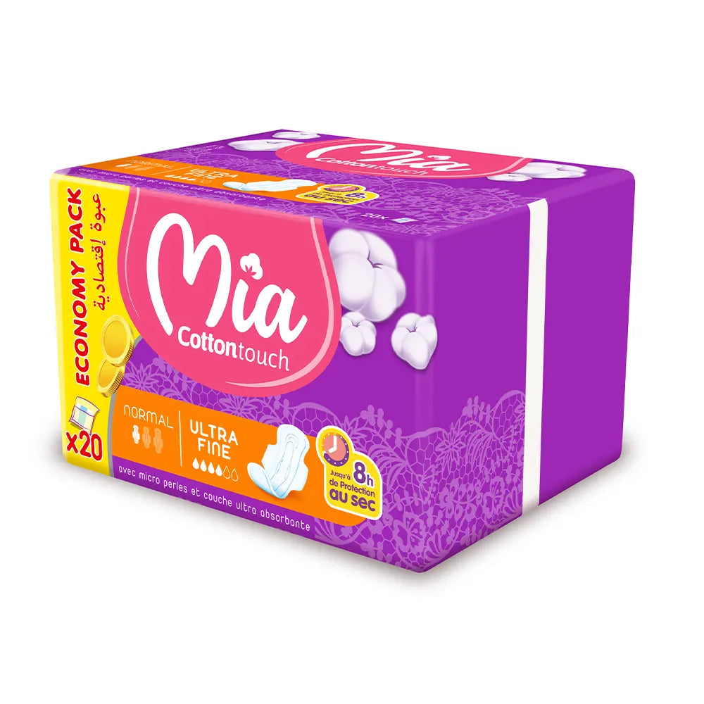 Mia Cotton Touch Serviette Hygiénique Ultra Fine Normal - Pack 20 Unit | Wlidaty Maroc - 1er ...