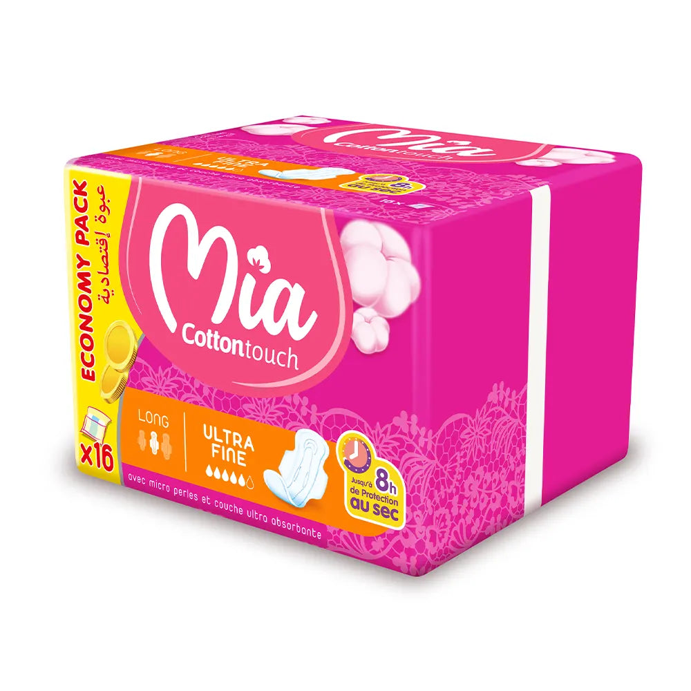 Mia Cotton Touch Serviette Hygiénique Ultra Fine Long - Pack 16 Unités | Wlidaty Maroc - 1er ...