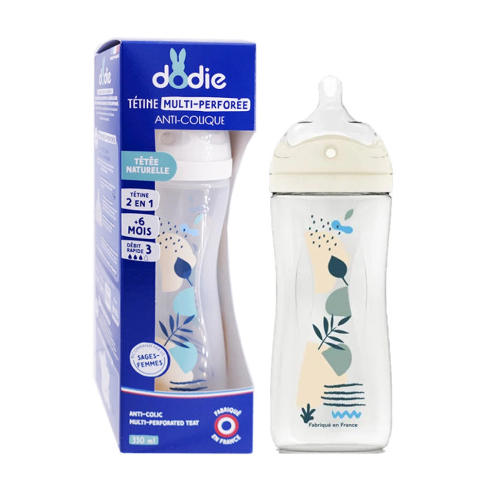 Biberon Multi Perforé Dodie 330ML Bleu avec Tétine Biomimétisme | Wlidaty Maroc - 1er site E ...