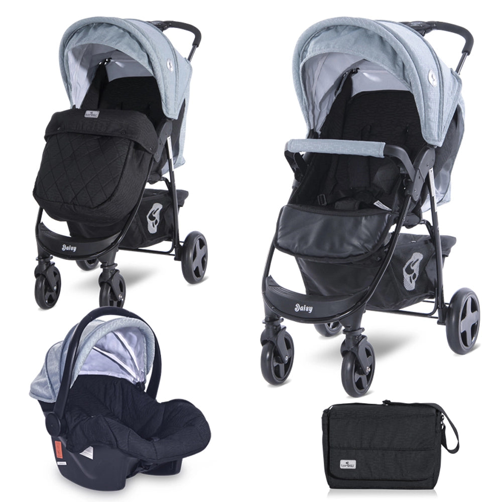 Lorelli Poussette Pack Duo Daisy Basic 2 en 1 - Noir & Bleu | Wlidaty ...