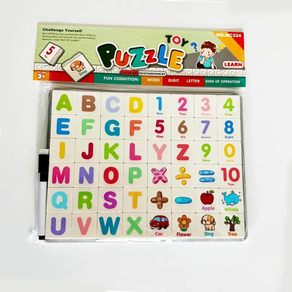 Number & Alphabet Puzzle Block with Drawing Board - 3A+ | Wlidaty ...