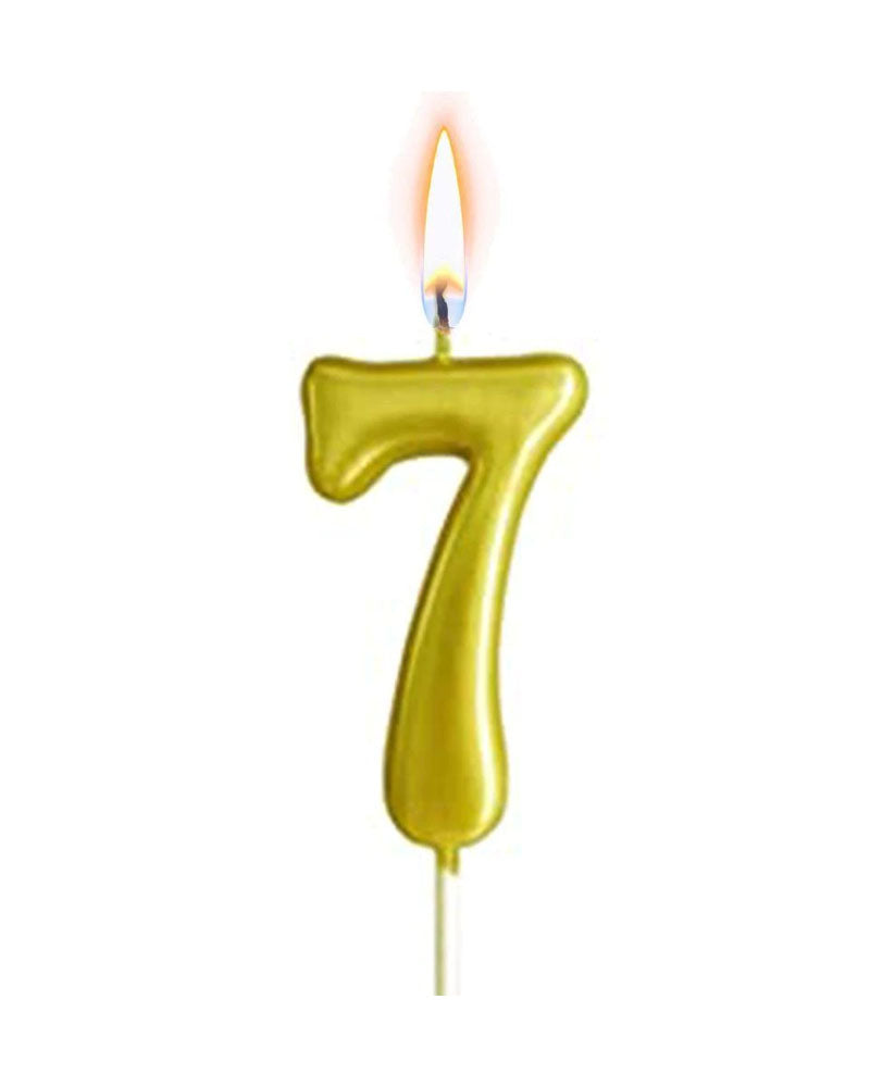Candle in the shape of numbers 7 - Gold | Wlidaty Morocco - #1 Family E ...